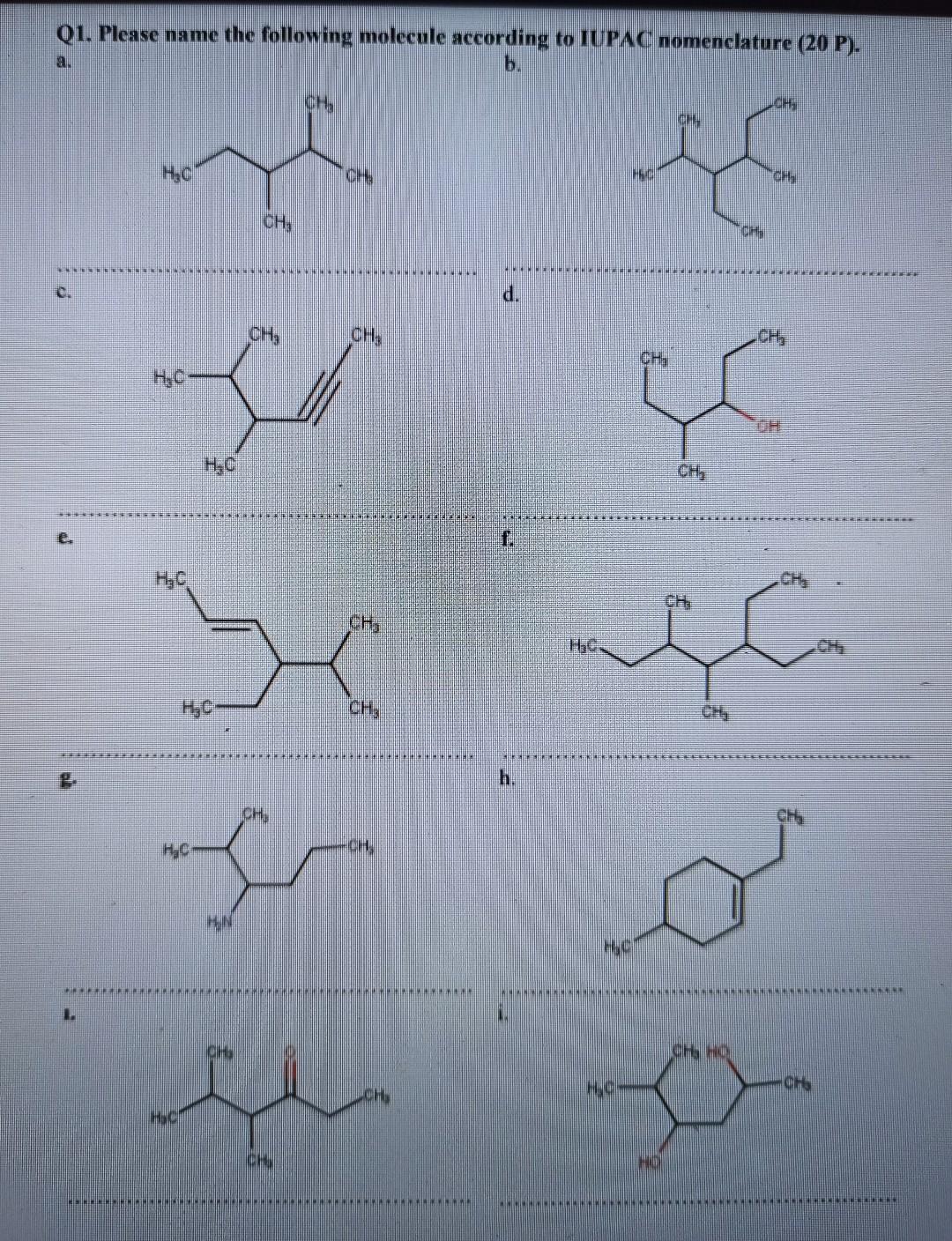 Solved Q1. Please name the following molecule according to | Chegg.com