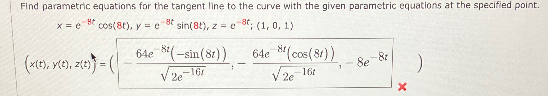 Solved Find parametric equations for the tangent line to the | Chegg.com