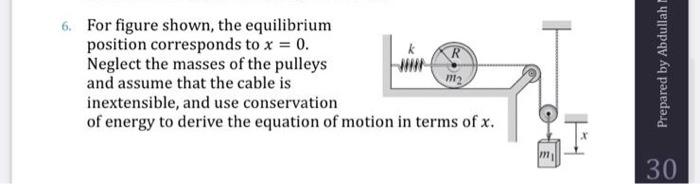 [Solved]: 6. For figure shown, the equilibrium position cor