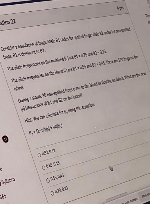Solved Consider a population of trogs. Allele B1 codes for | Chegg.com