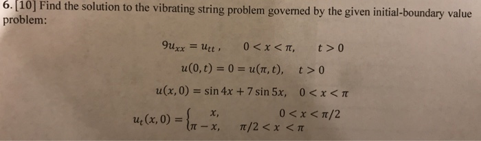Solved 6. [10] Find the solution to the vibrating string | Chegg.com