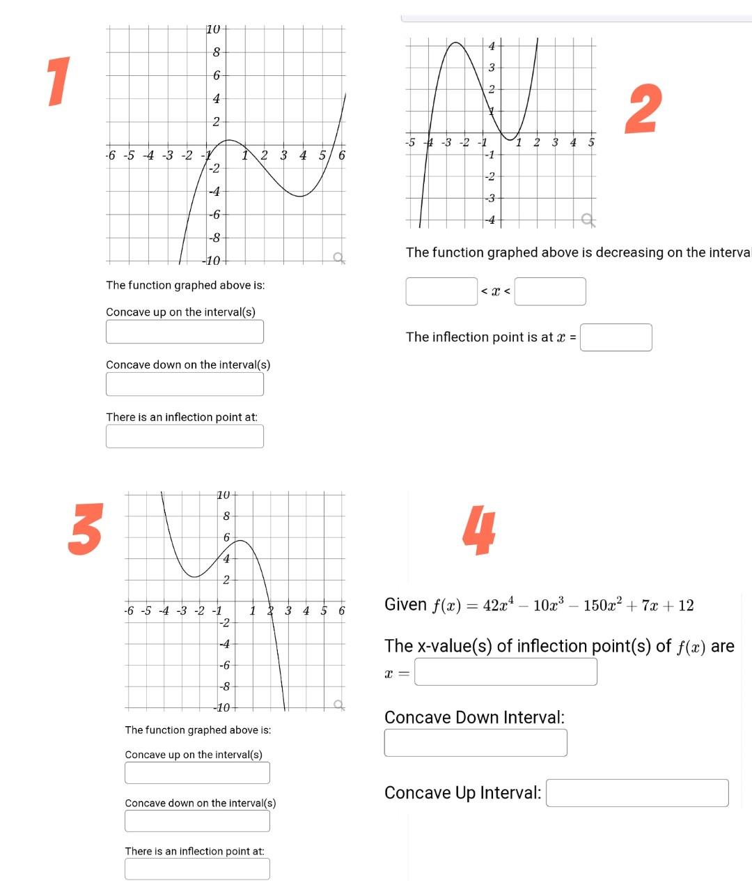 Solved The Function Graphed Above Is Decreasing On The 2728