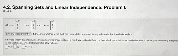 Solved 4.2. Spanning Sets and Linear Independence: Problem 5 | Chegg.com