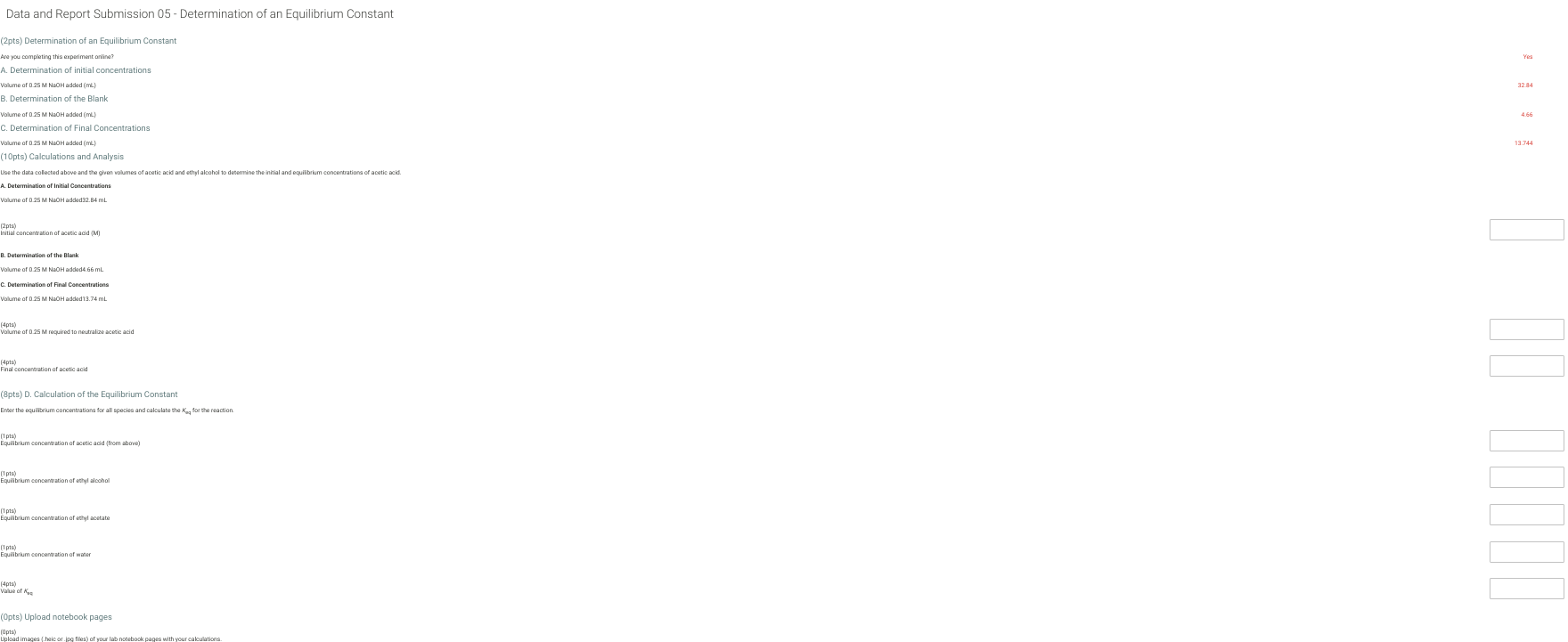 Data and Report Submission 05 - ﻿Determination of an | Chegg.com