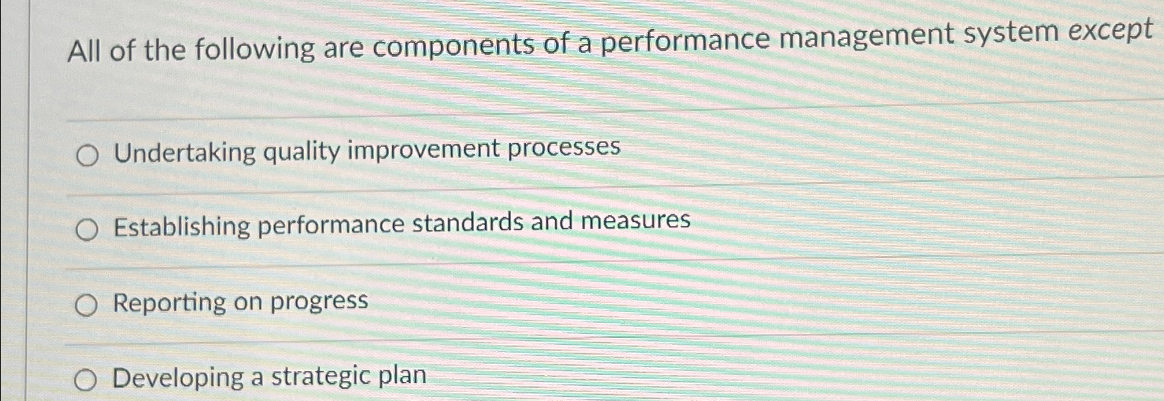 Solved All of the following are components of a performance | Chegg.com