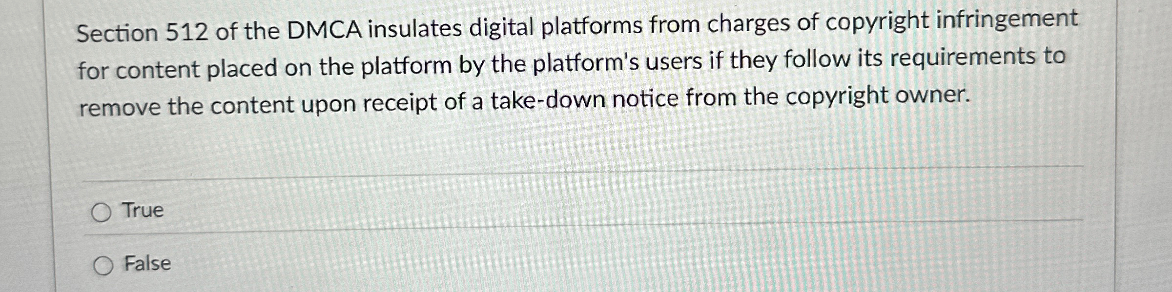 Section 512 ﻿of the DMCA insulates digital platforms | Chegg.com