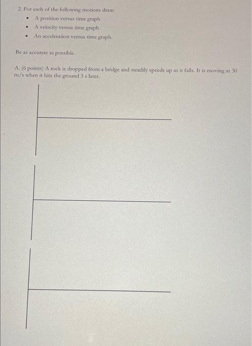 Solved . 2. For each of the following motions draw A | Chegg.com