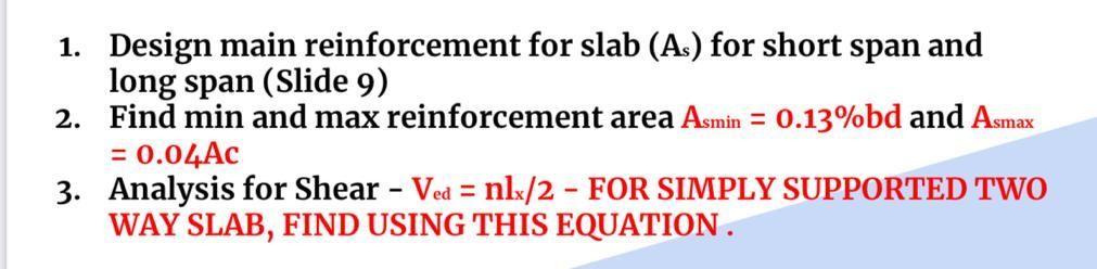 Solved 1. Design main reinforcement for slab (As) for short | Chegg.com