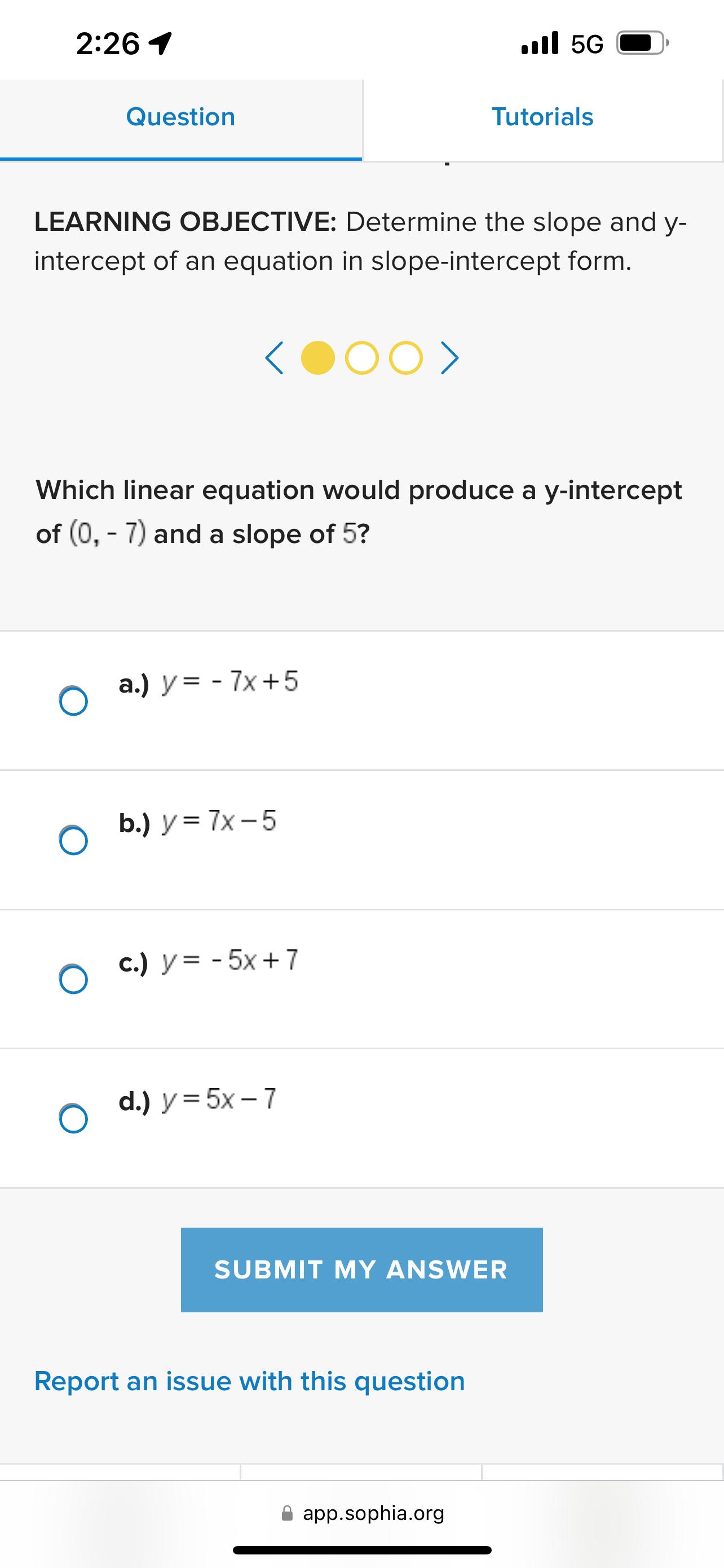 Solved 2:26.Il 5GQuestionTutorialsLEARNING OBJECTIVE: | Chegg.com