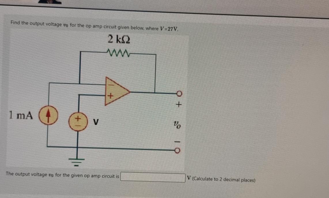 Solved Find the output voltage vo for the op amp circuit | Chegg.com