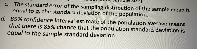 Solved c. The standard error of the sampling distribution of | Chegg.com