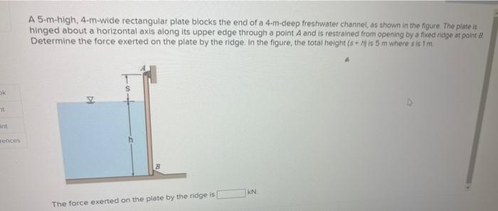 Solved A 5-m-high, 4-m-wide rectangular plate blocks the end | Chegg.com