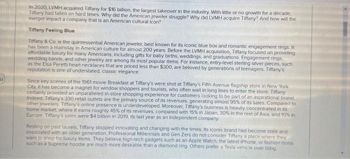 Solved LVMH's decision to reposition Tiffany to appeal to a | Chegg.com