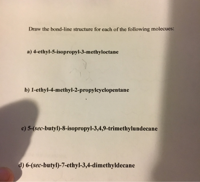 Solved Draw the bond-line structure for each of the | Chegg.com