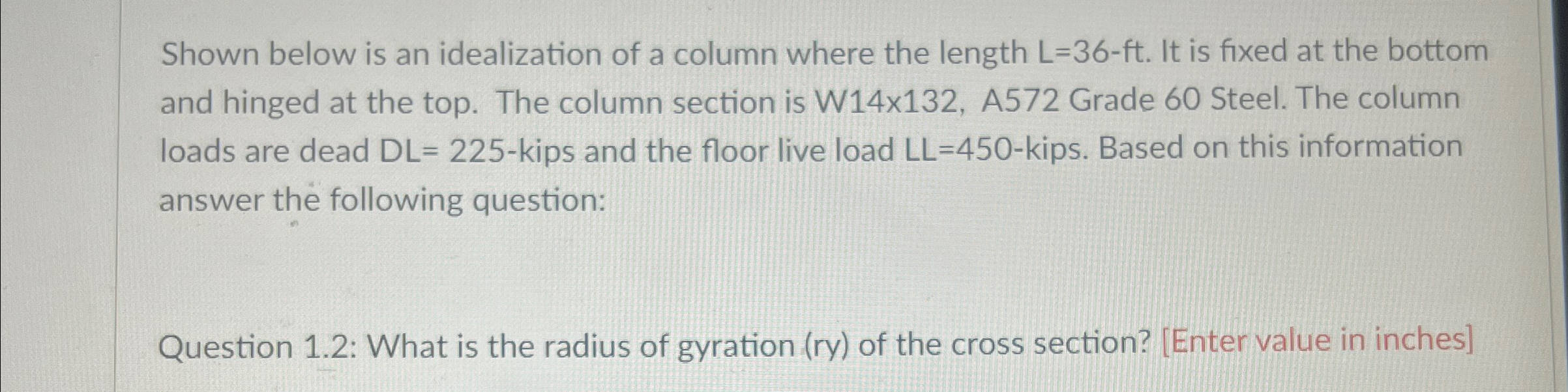 Solved Shown below is an idealization of a column where the | Chegg.com