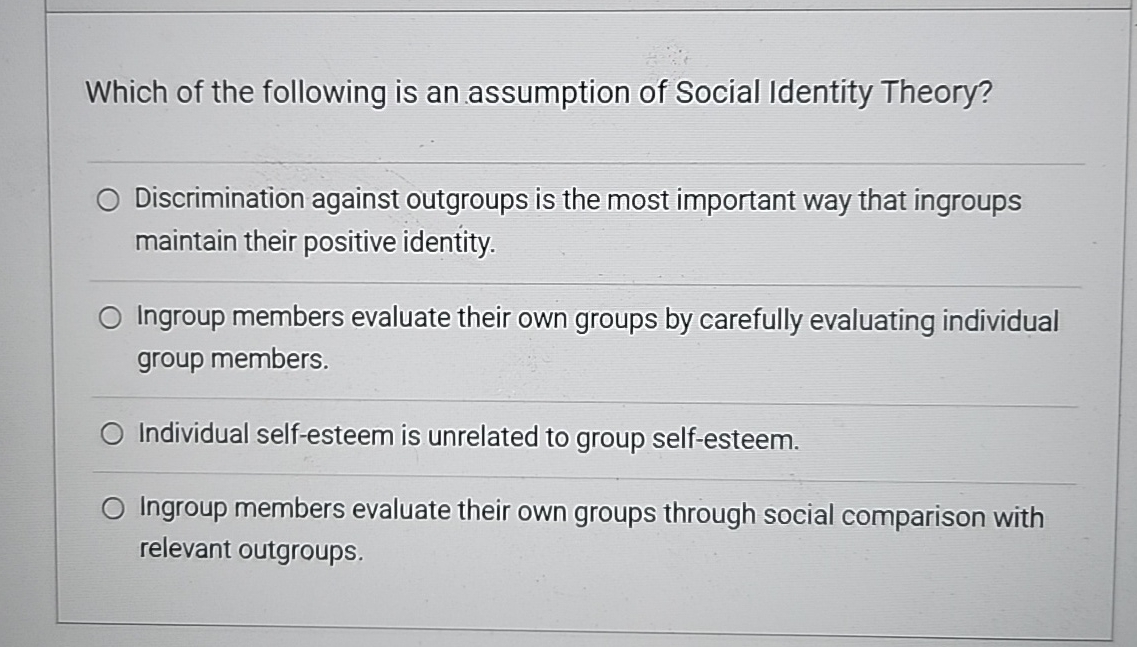 Solved Which of the following is an assumption of Social | Chegg.com
