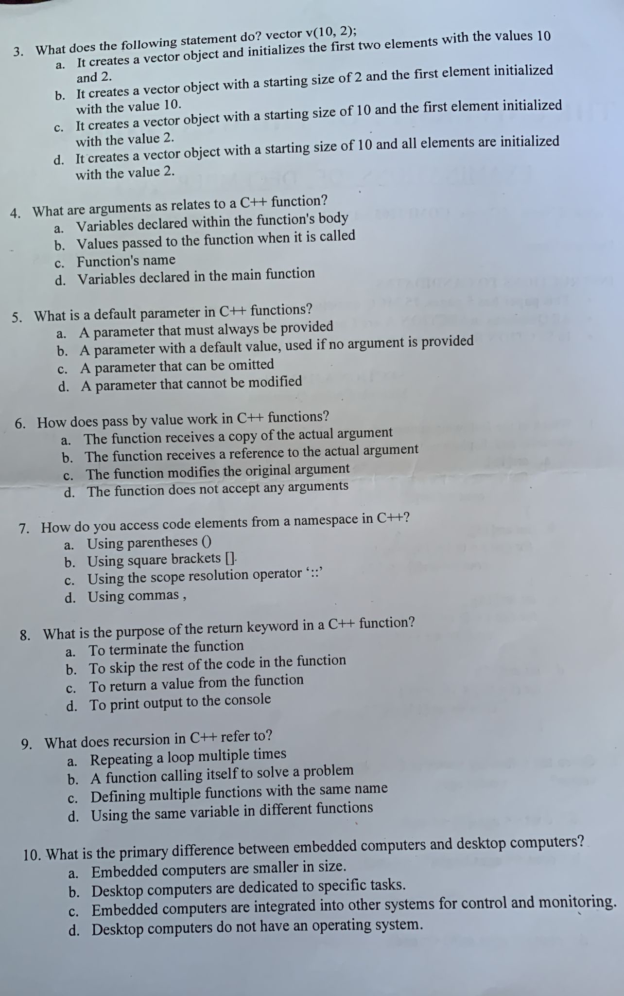 Solved What does the following statement do? ﻿vector | Chegg.com