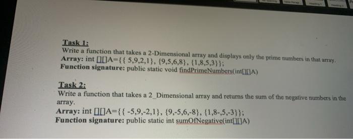 Solved Task 1: Write a function that takes a 2-Dimensional | Chegg.com