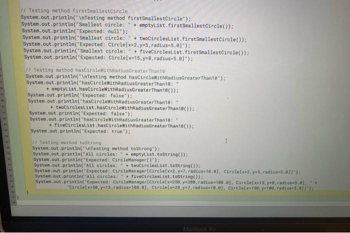 Solved public class CircleManagerTester { public static void | Chegg.com