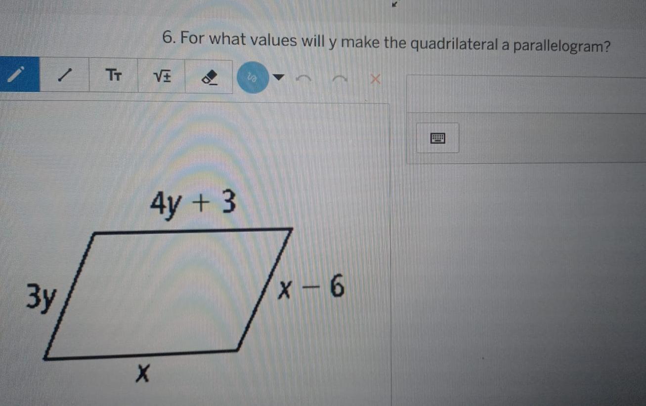 Solved For what values will y make the quadrilateral a | Chegg.com