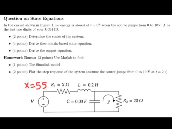 Solved Question on State Equations In the circuit shown in | Chegg.com