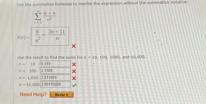 Solved Use the summation formulas to rewrite the expression | Chegg.com