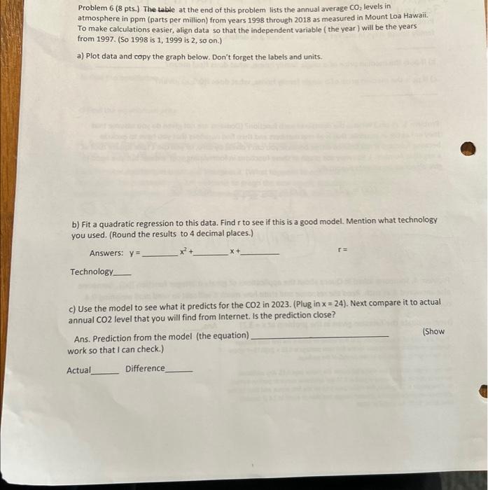 Solved Problem 6 ( 8 pts.) The table at the end of this | Chegg.com