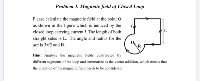Solved Problem 1. Magnetic field of Closed Loop Please | Chegg.com