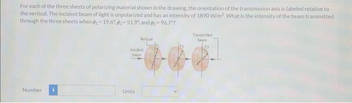 Solved For each of the three sheets of polarizing material | Chegg.com