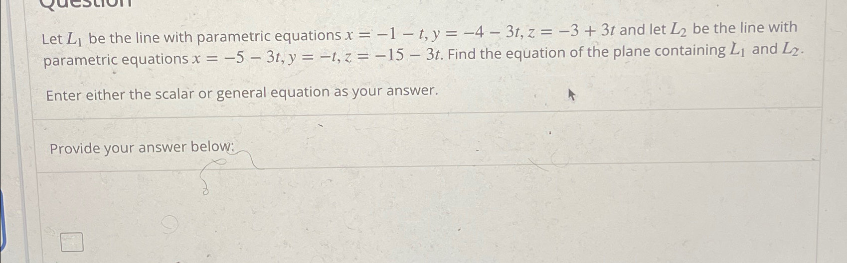 Solved Let L1 ﻿be the line with parametric equations | Chegg.com