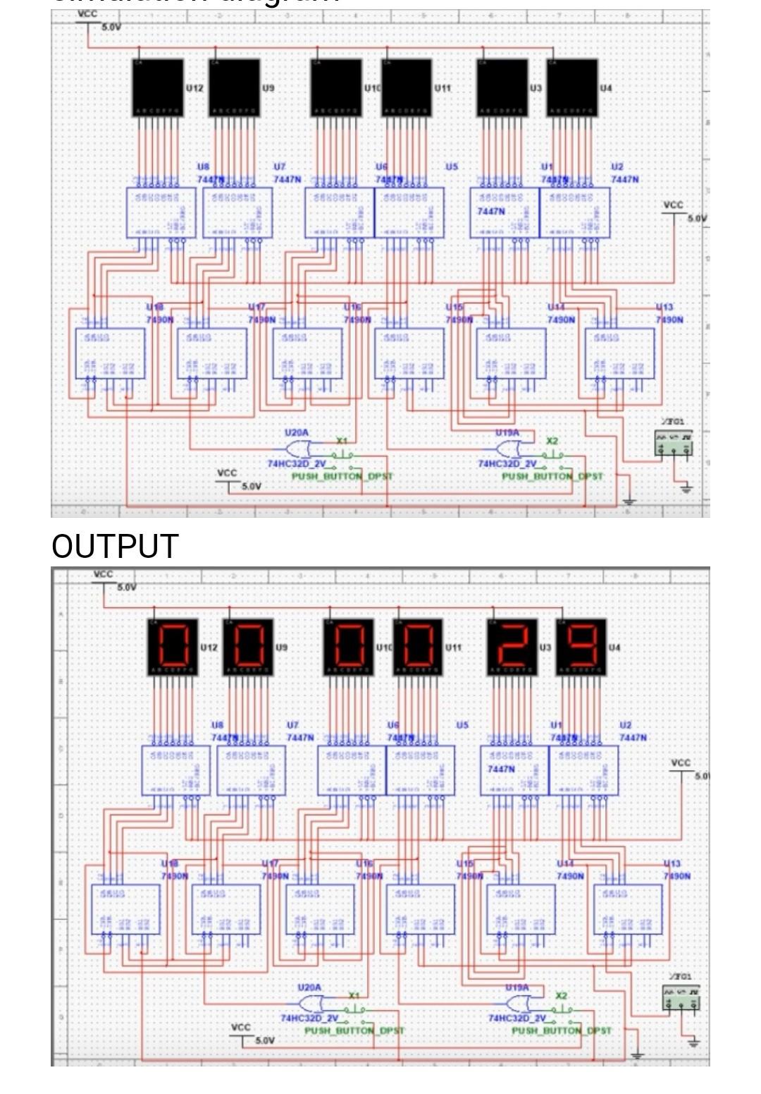 Solved VCC 5.00 U12 U10 011 Us US 7447N U2 7447N 888888 。 | Chegg.com