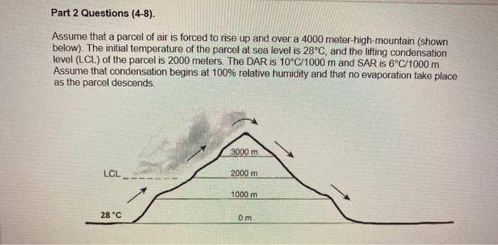 Solved Part 2 Questions (4-8). Assume that a parcel of air | Chegg.com