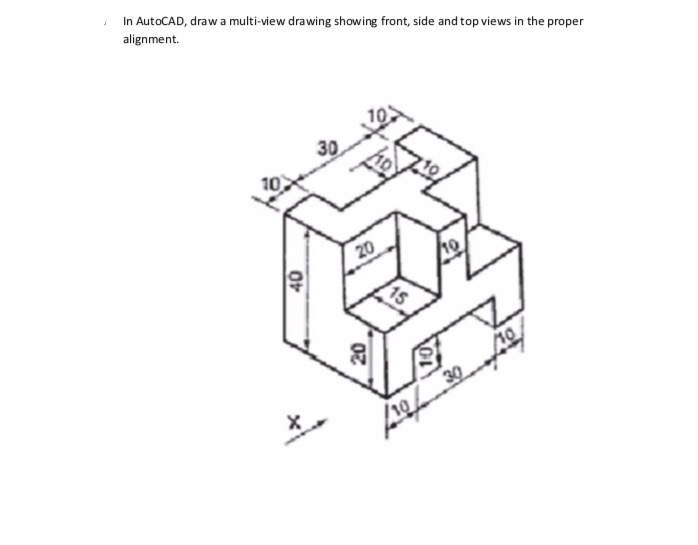 Solved In AutoCAD, draw a multi-view drawing showing front, | Chegg.com