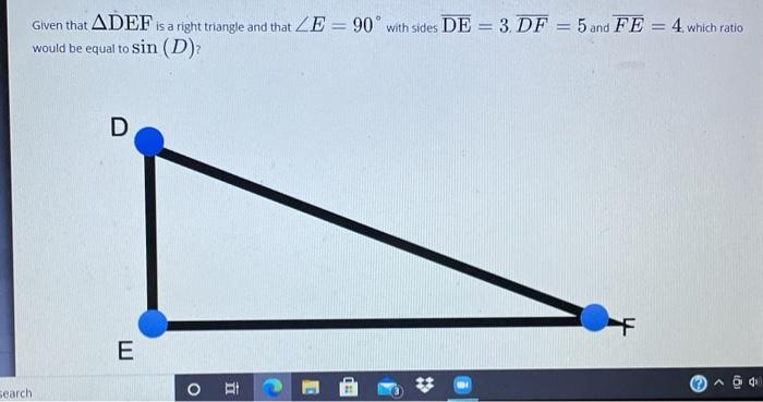 Solved Given that ADEF is a right triangle and that ZE = 90° | Chegg.com