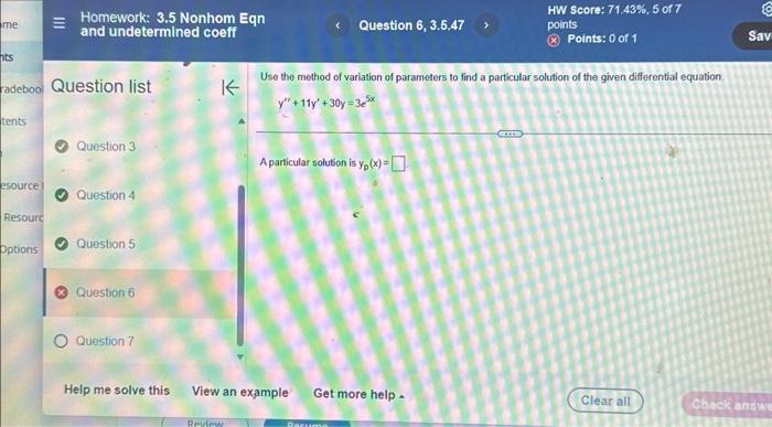 Solved lestion list Use the method of variation of | Chegg.com