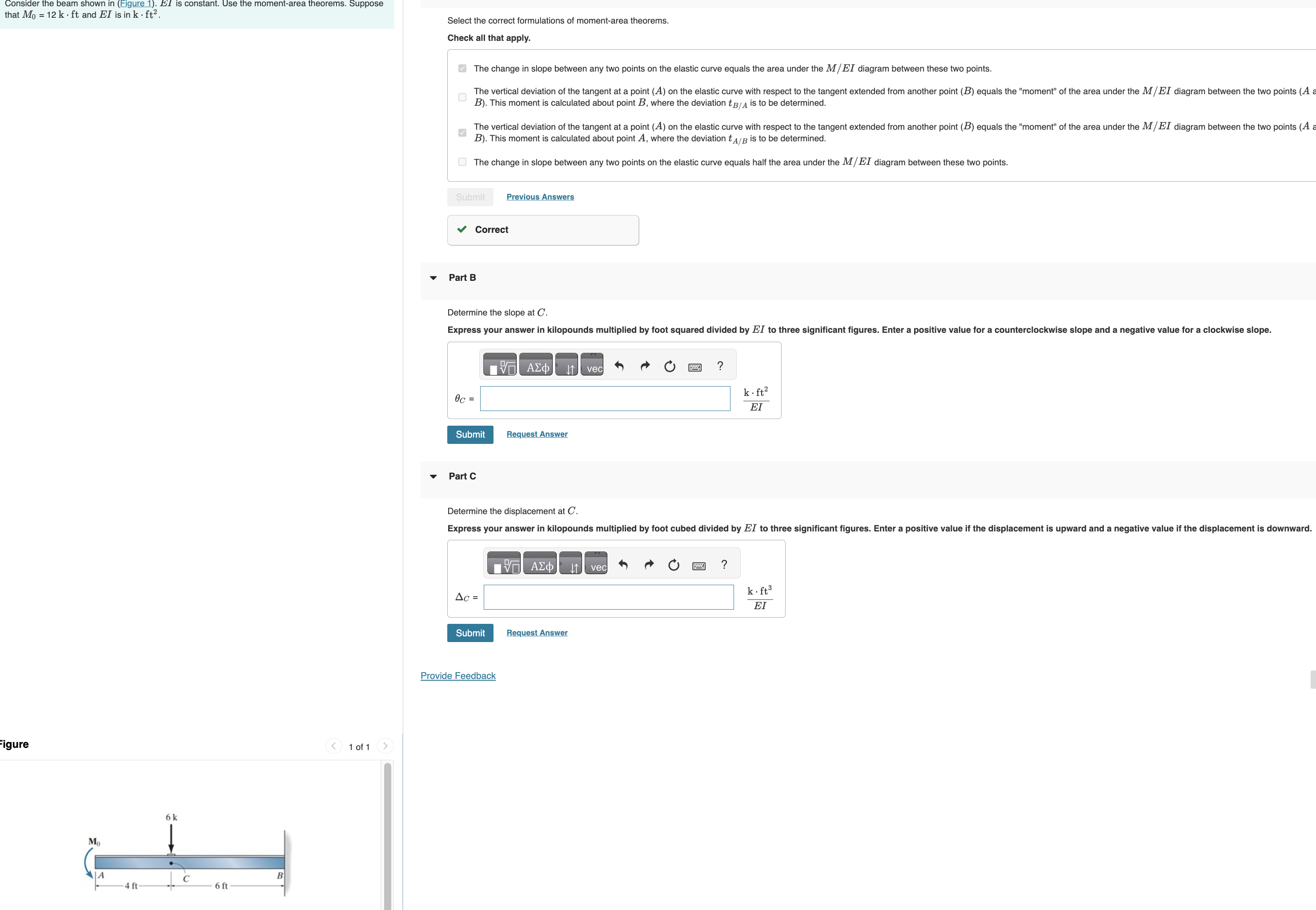 Solved Select the correct formulations of ﻿moment-area | Chegg.com