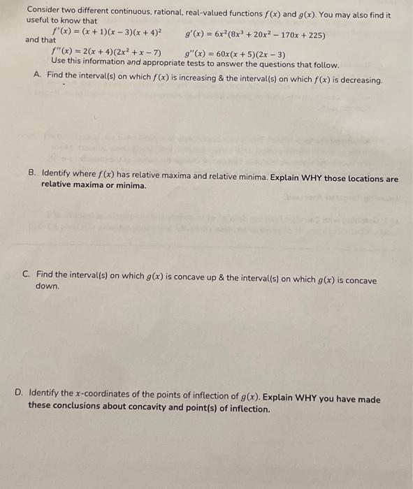Solved Consider two different continuous, rational, | Chegg.com