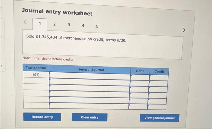 Solved Journal entry worksheet 5Journal entry worksheet