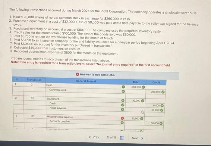 Solved The following transactions occurred during March 2024 | Chegg.com
