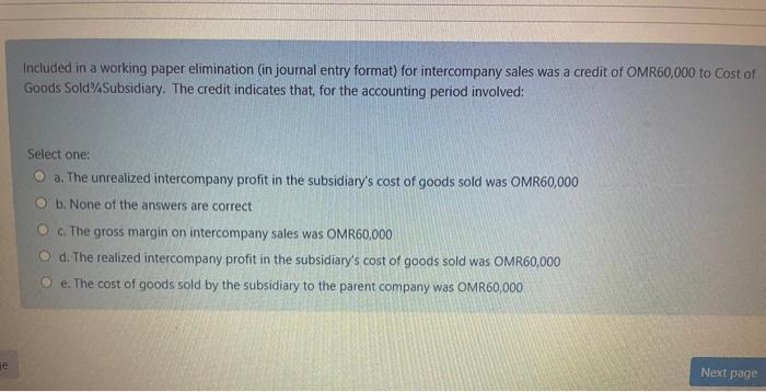 Solved Included in a working paper elimination (in journal | Chegg.com