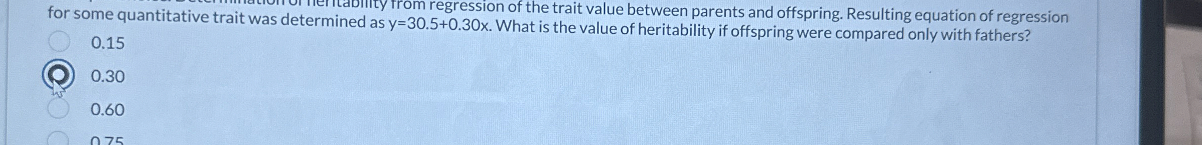 Solved for some quantitative trait was cestion of the trait | Chegg.com