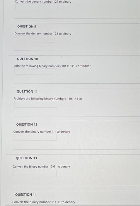 Solved Convert the binary number 10 to denary QUESTION 2 | Chegg.com