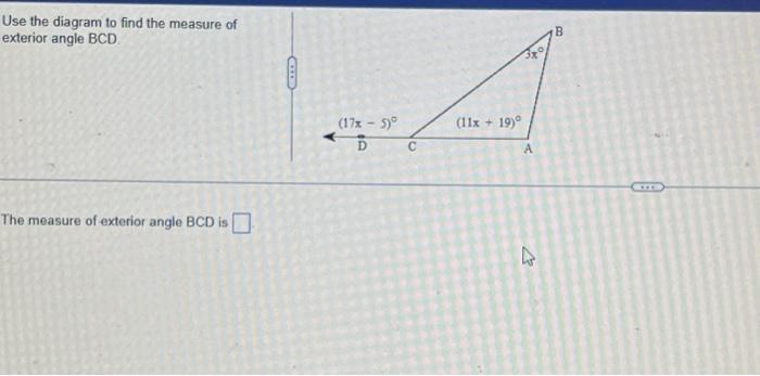Solved Use The Diagram To Find The Measure Of Exterior Angle
