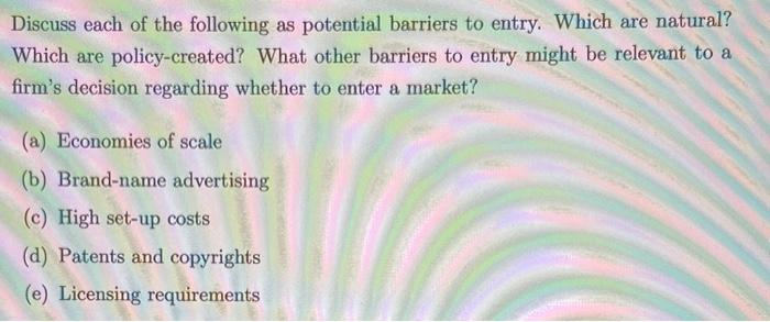 Solved Discuss each of the following as potential barriers | Chegg.com