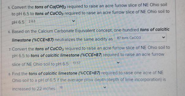 Table of Liming Agents Liming Agent Composition CCE | Chegg.com