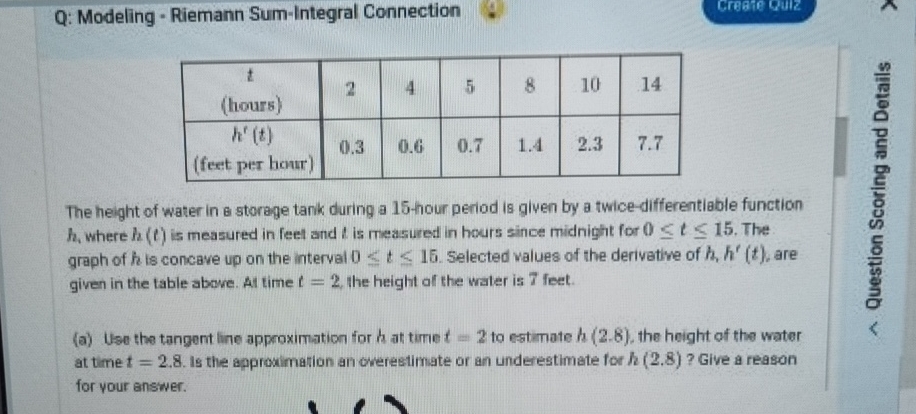 Solved Q: Modeling - ﻿Riemann Sum-Integral | Chegg.com
