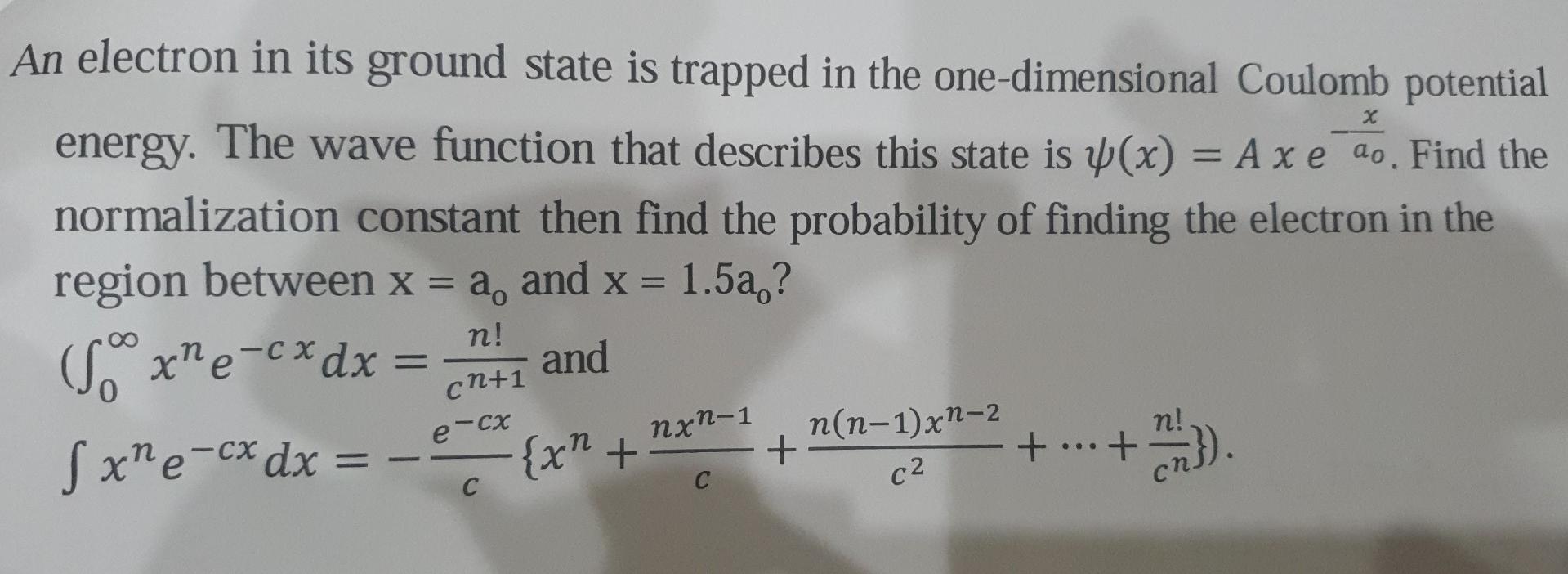 Solved An electron in its ground state is trapped in the | Chegg.com