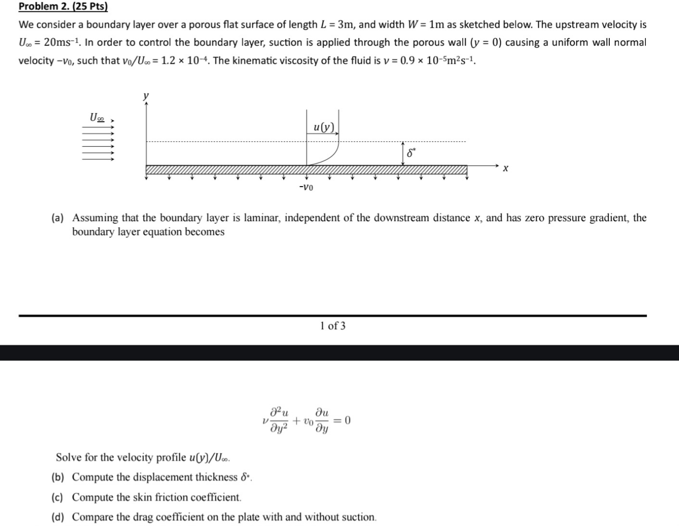 Solved Problem 2. ( 25 ﻿Pts)We consider a boundary layer | Chegg.com