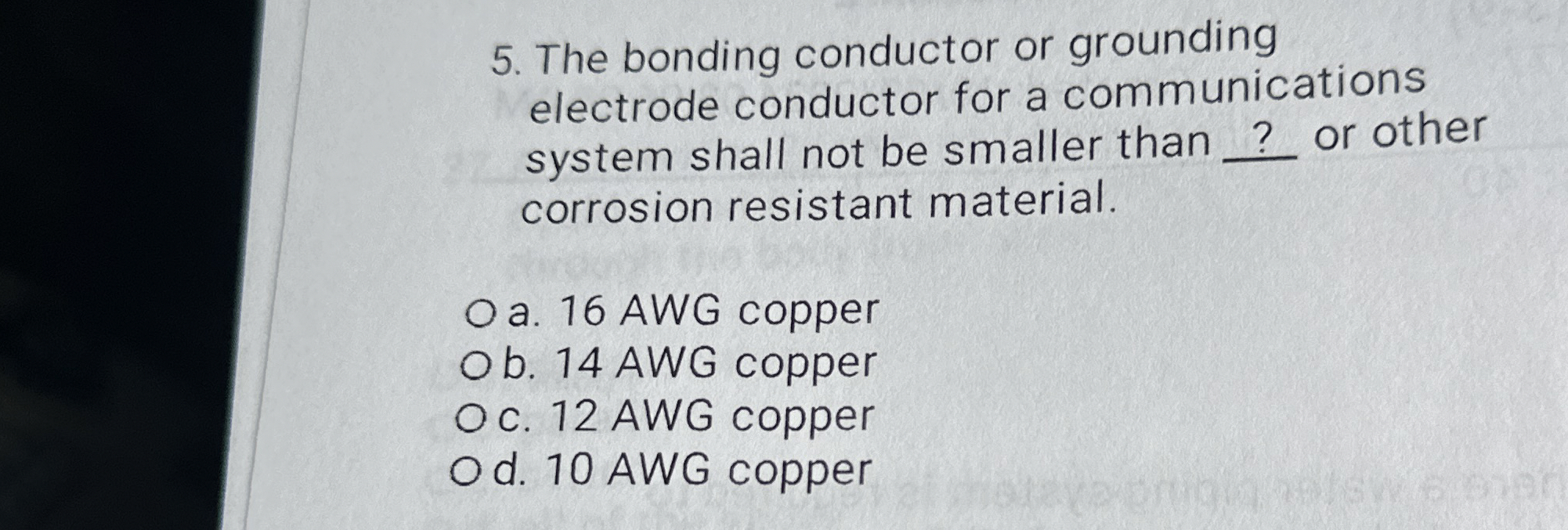 Solved The bonding conductor or grounding electrode | Chegg.com