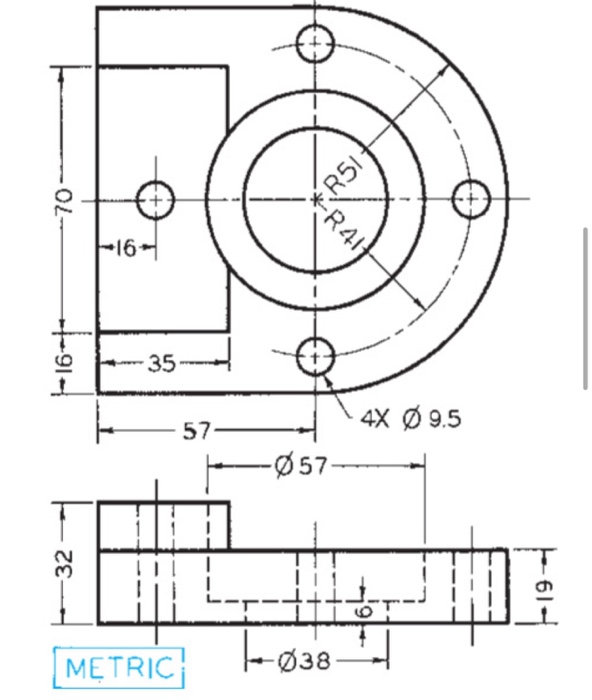 Solved Drawing the front, top, right side view, oblique | Chegg.com